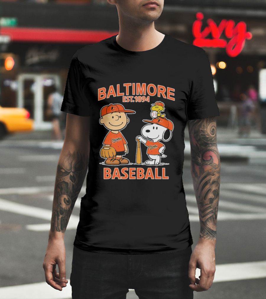 Baltimore Est. 1894 Baseball Snoopy Woodstock Charlie Brown T-Shirt