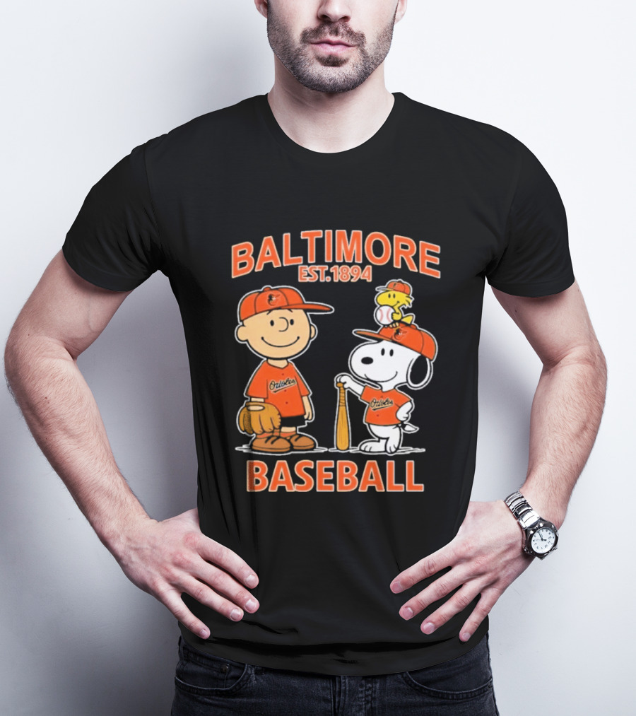 Baltimore Est. 1894 Baseball Snoopy Woodstock Charlie Brown T-Shirt