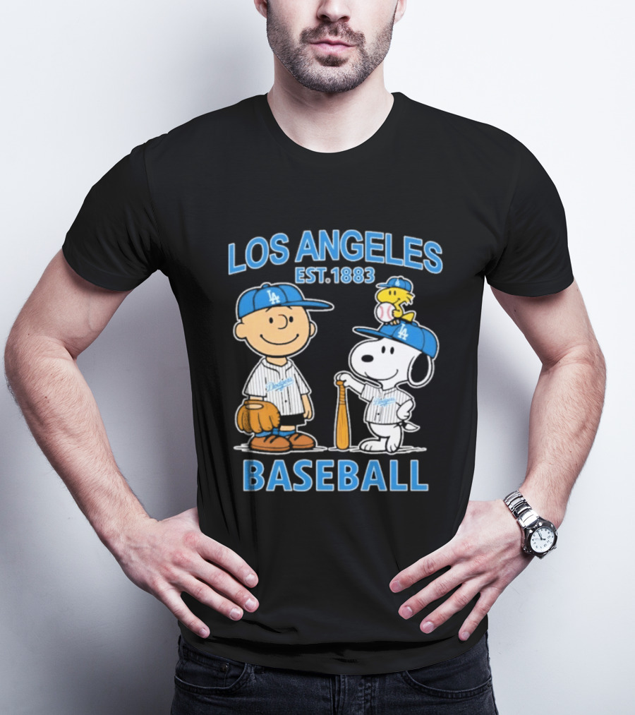 Los Angeles Baseball Est. 1883 Snoopy Woodstock Peanuts Brown T-Shirt