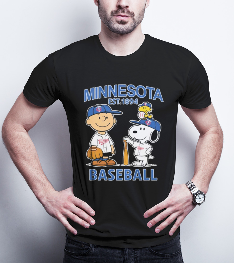 Minnesota Twins Baseball Est 1894 Snoopy Woodstock Charlie Brown T-Shirt