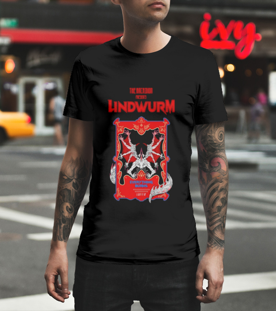 Lindwurm Everything Burns Light It Up Red Dragon Fantasy The Arcadion T-Shirt