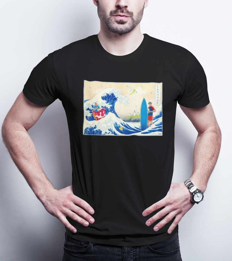 The Great Wave Tramore Surfing Scene Japan Irish Coast Fusion T-Shirt