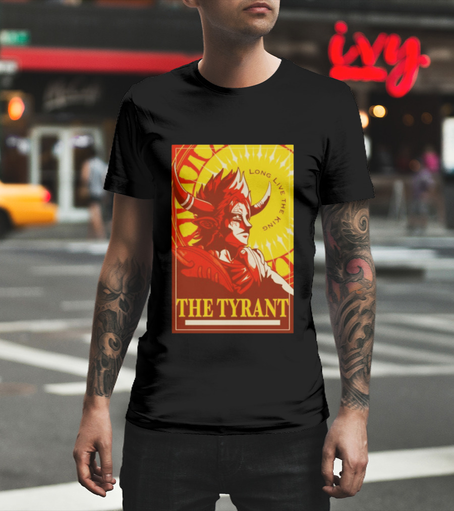 The Tyrant Long Live The King Anime Warrior With Horns Royal Sunburst T-Shirt
