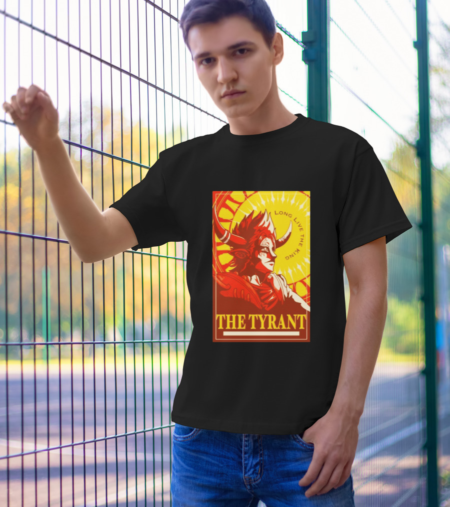 The Tyrant Long Live The King Anime Warrior With Horns Royal Sunburst T-Shirt