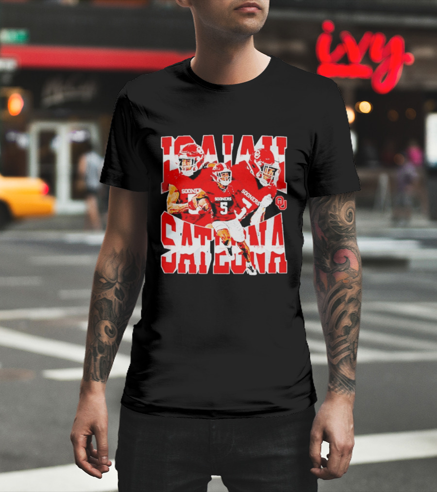 Isaiah Sategna Oklahoma Sooners 3 NCAA Football Collage T-Shirt