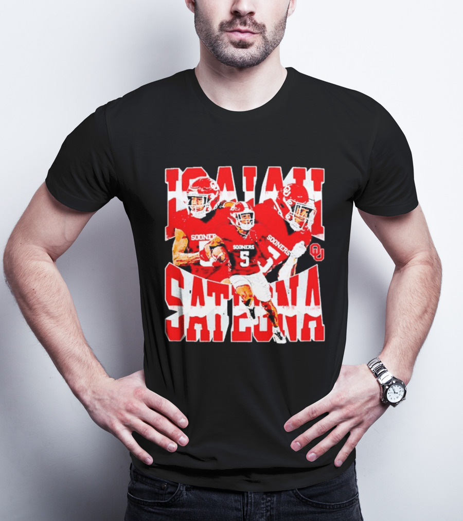 Isaiah Sategna Oklahoma Sooners 3 NCAA Football Collage T-Shirt