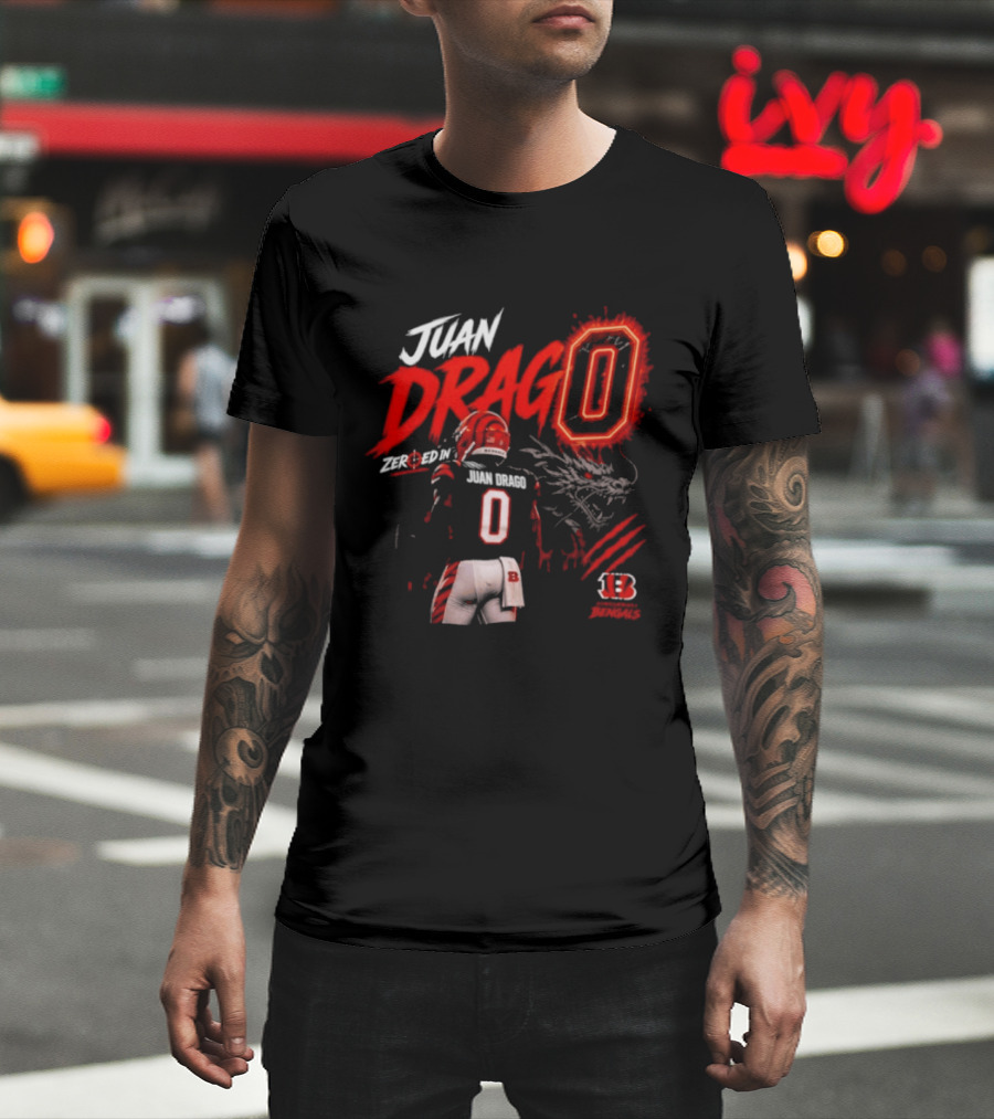 Juan Drago 0 Cincinnati Bengals Dragon Claw Football T-Shirt