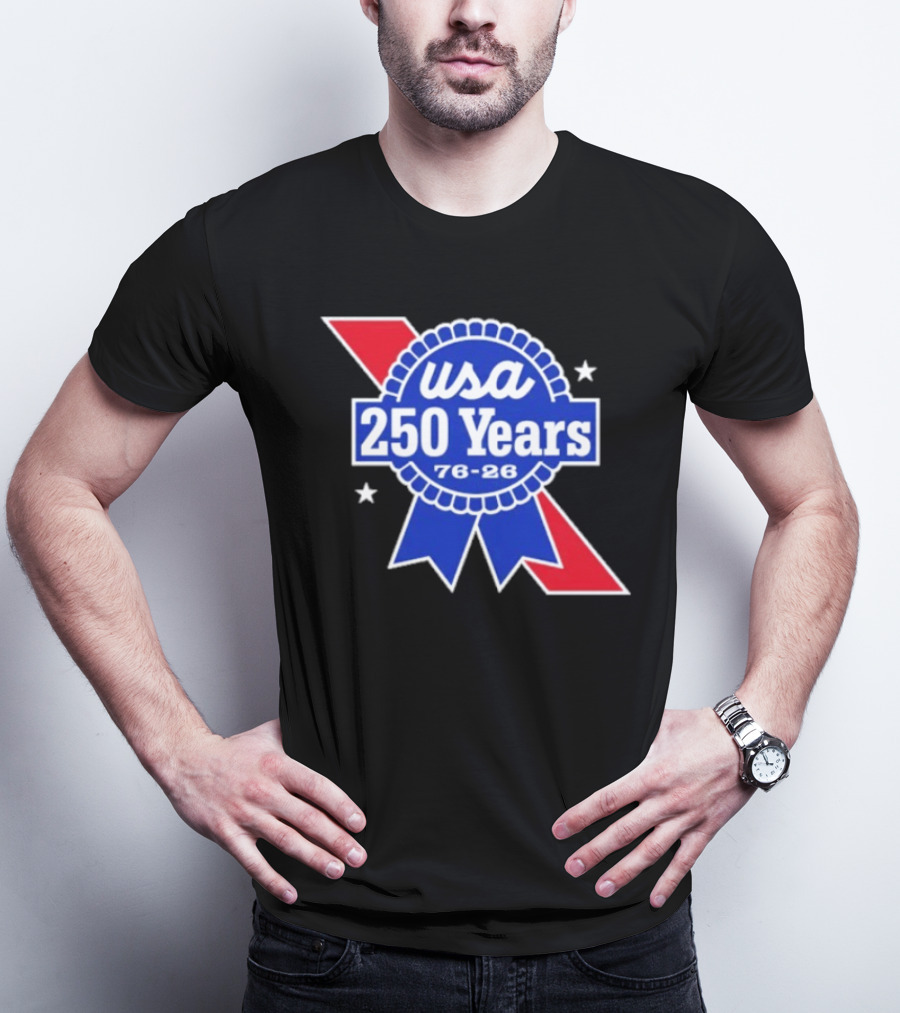 USA 250 Years Blue Ribbon 76 26 Celebration Stars T-Shirt