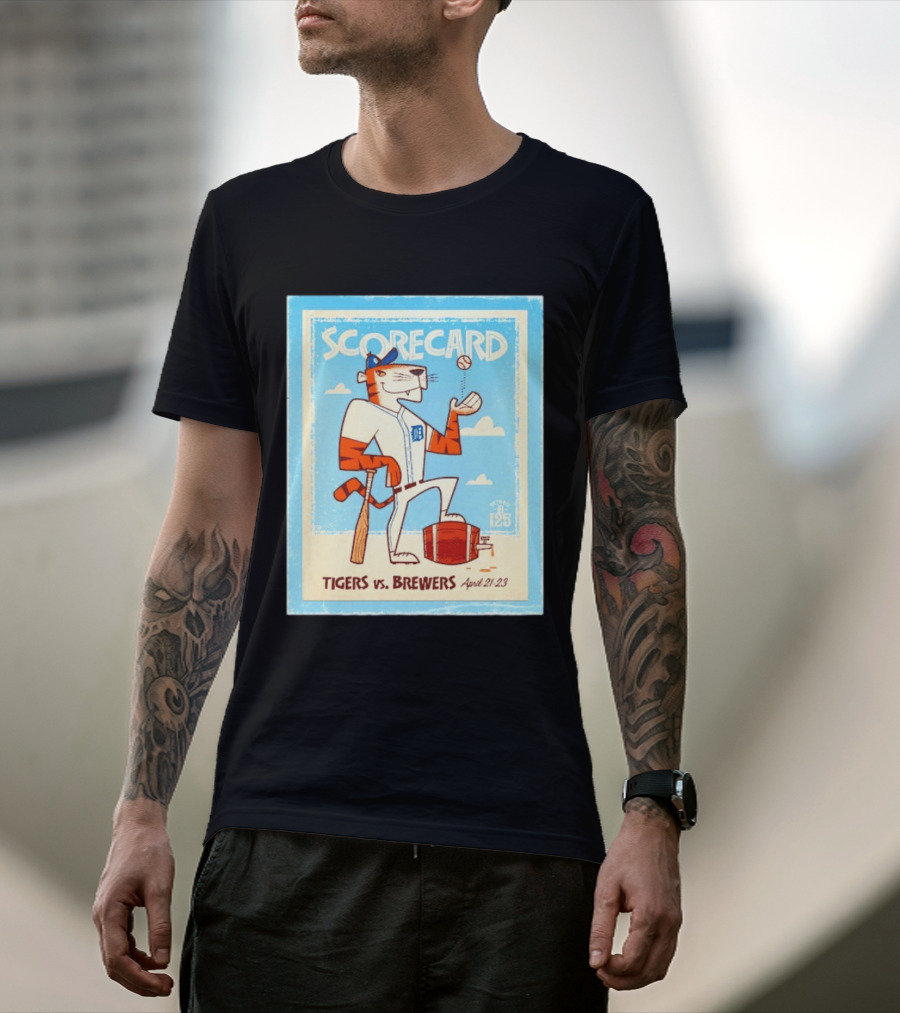 Scorecard Tigers Vs Brewers April 21 23 Retro 125 T-Shirt