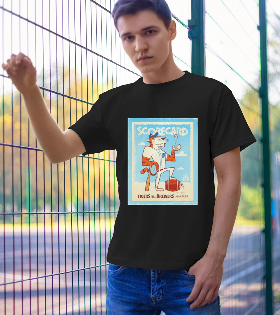 Scorecard Tigers Vs Brewers April 21 23 Retro 125 T-Shirt