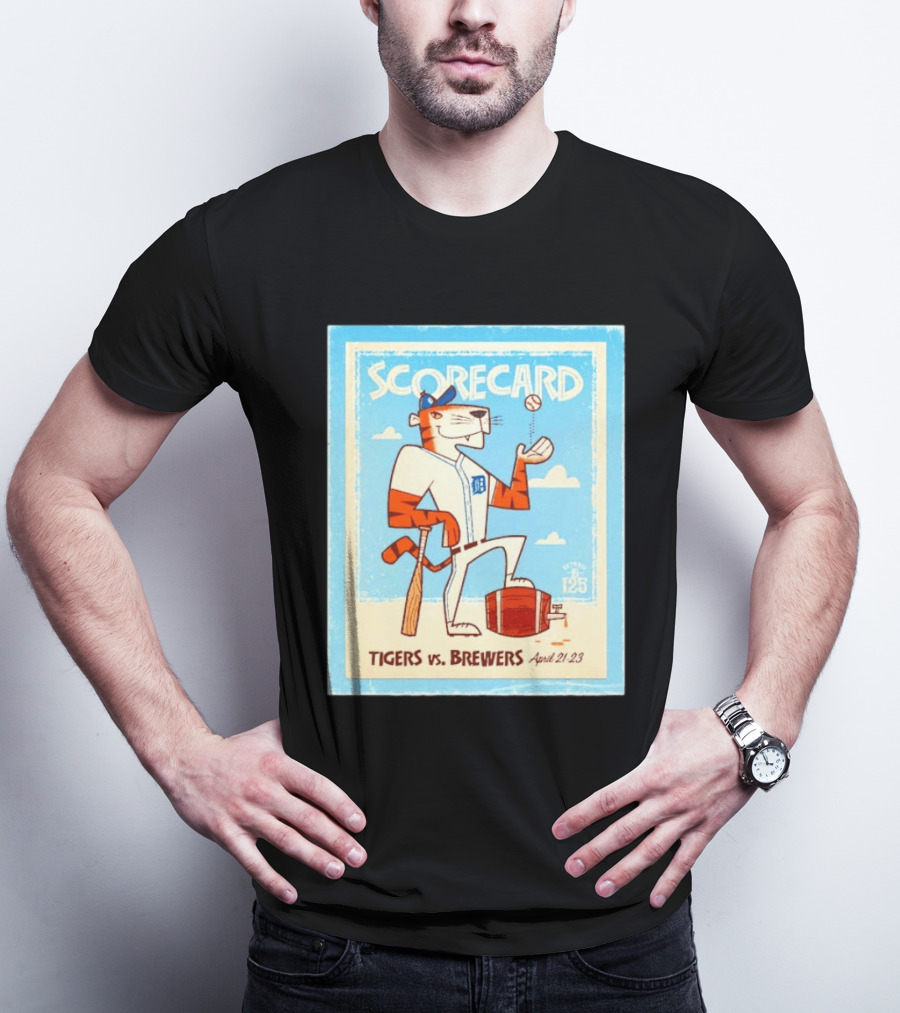 Scorecard Tigers Vs Brewers April 21 23 Retro 125 T-Shirt