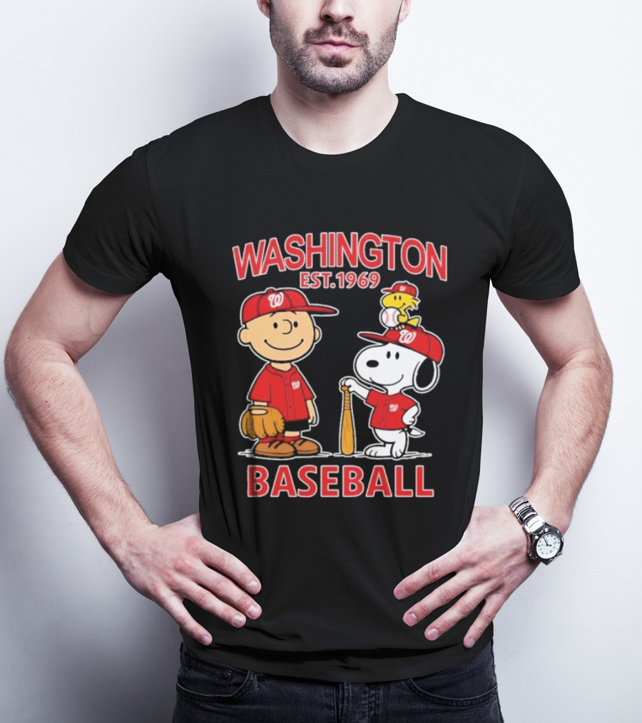 Washington Est. 1969 Snoopy Woodstock Baseball Redcaps T-Shirt