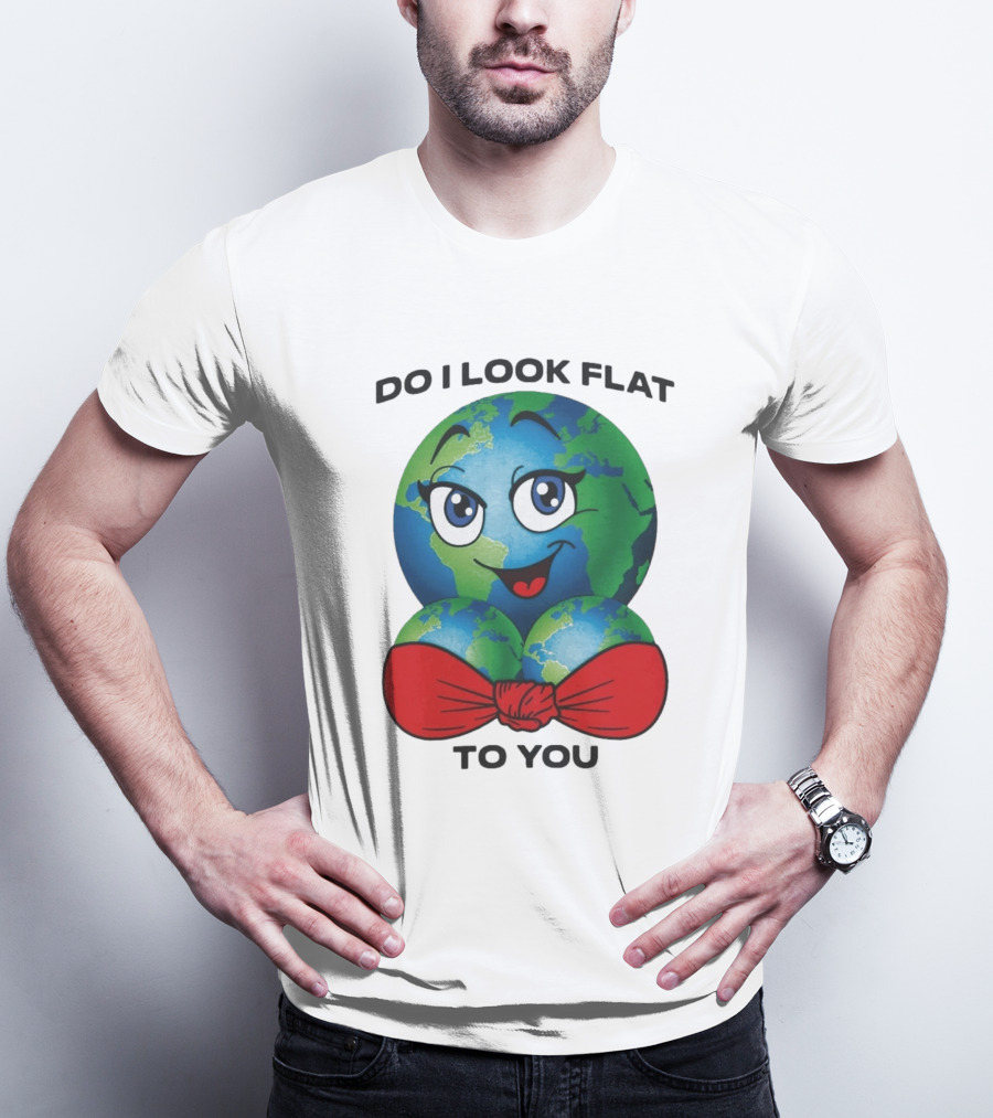 Do I Look Flat To You Earth Cartoon With Red Bowtie T-Shirt