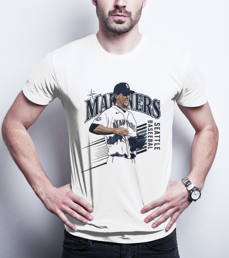 Seattle Mariners Logan Gilbert Pitcher Catches Ball Baseball T-Shirt