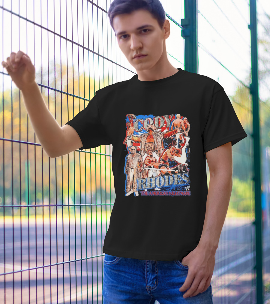 Cody Rhodes WWE The American Nightmare Red White Blue Collage T-Shirt
