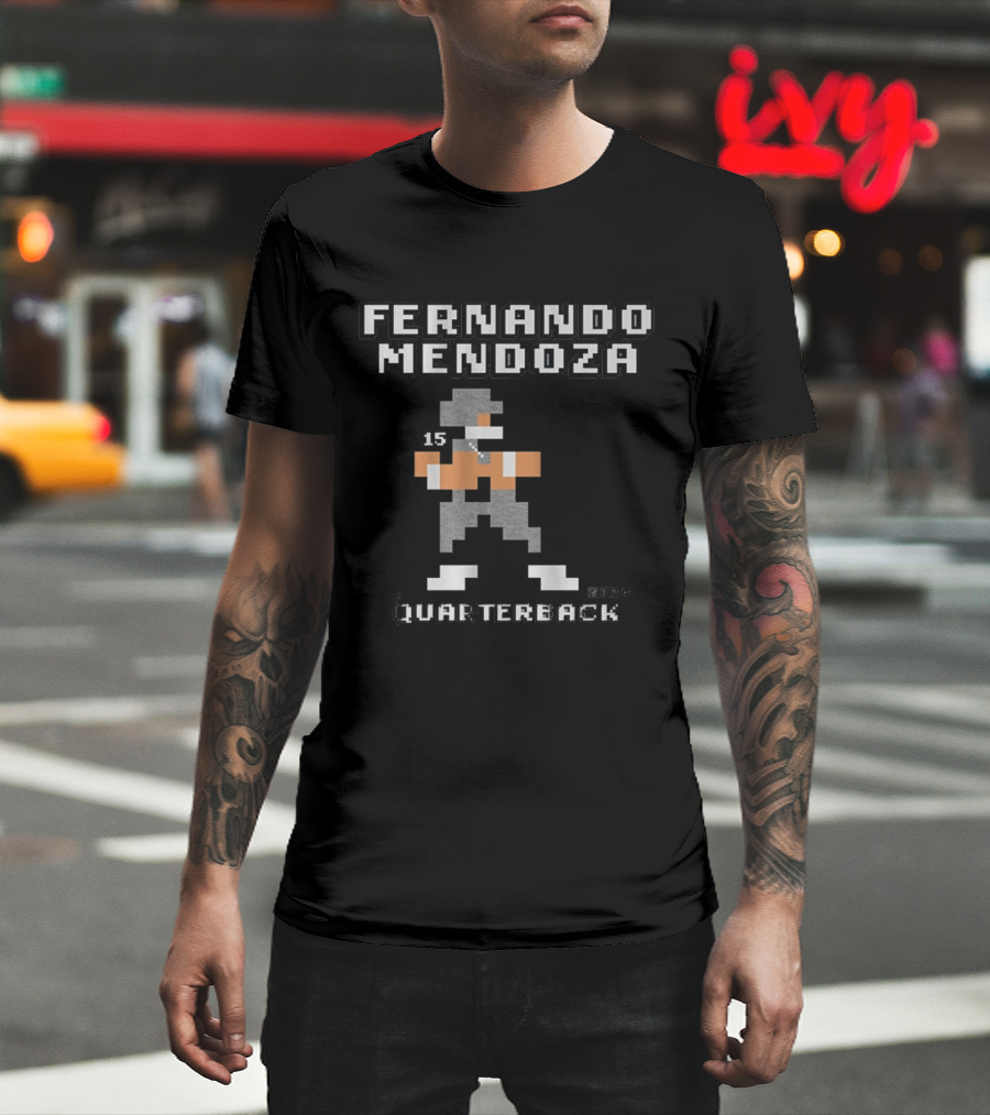 Fernando Mendoza Quarterback 15 Retro Pixel T-Shirt