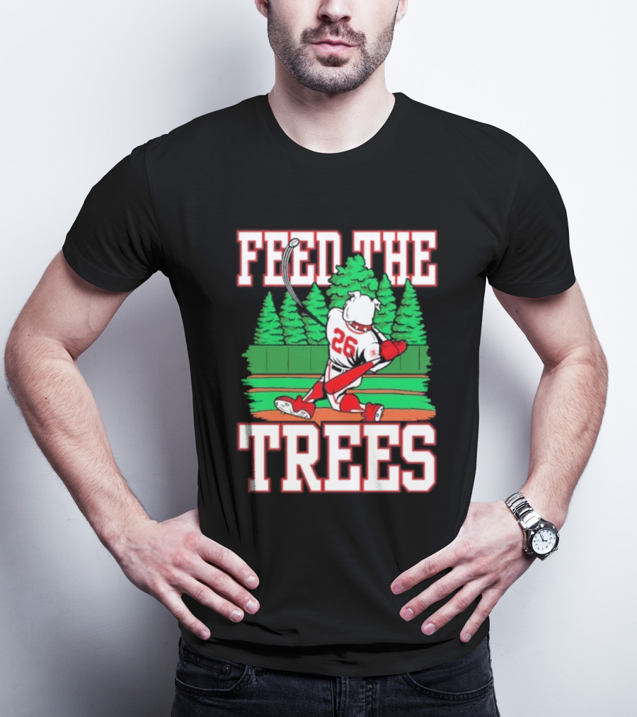 Georgia Bulldogs Feed The Trees Baseball 26 Player Swinging Bat T-Shirt
