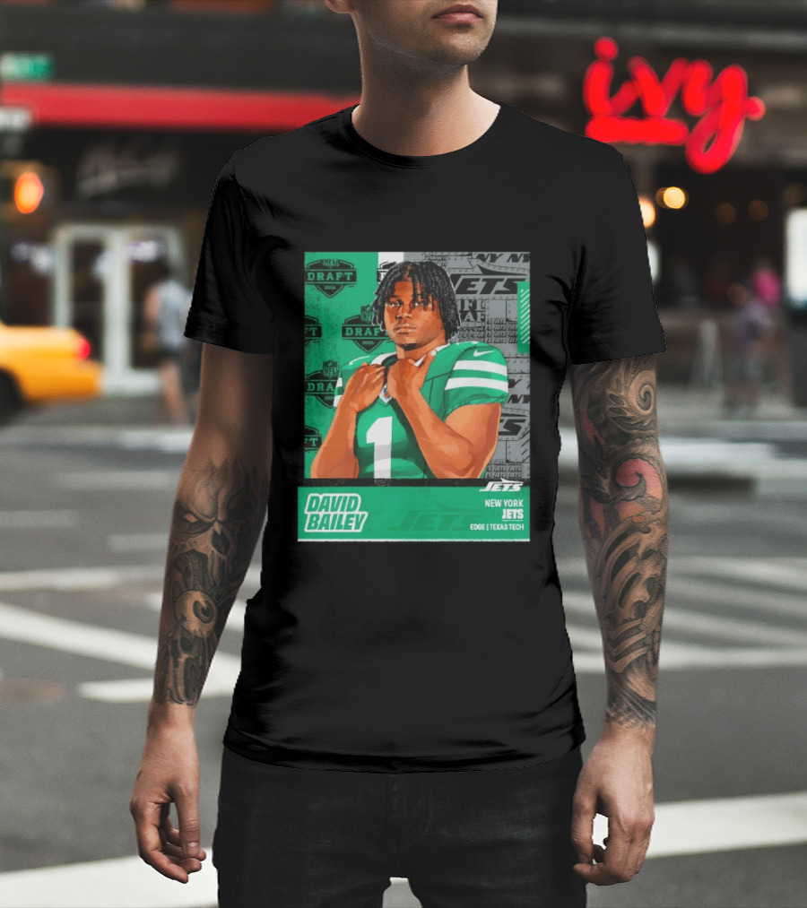 David Bailey New York Jets 2026 Draft Texas Tech Edge T-Shirt