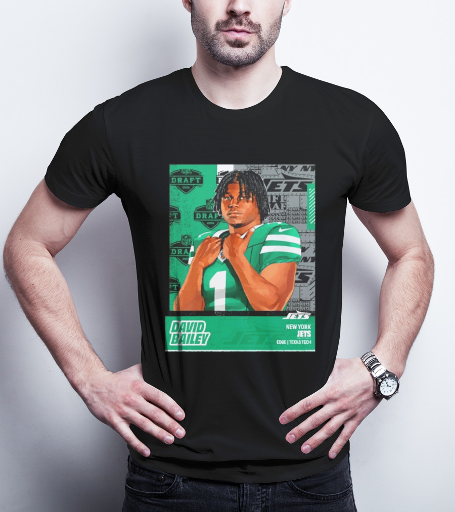 David Bailey New York Jets 2026 Draft Texas Tech Edge T-Shirt