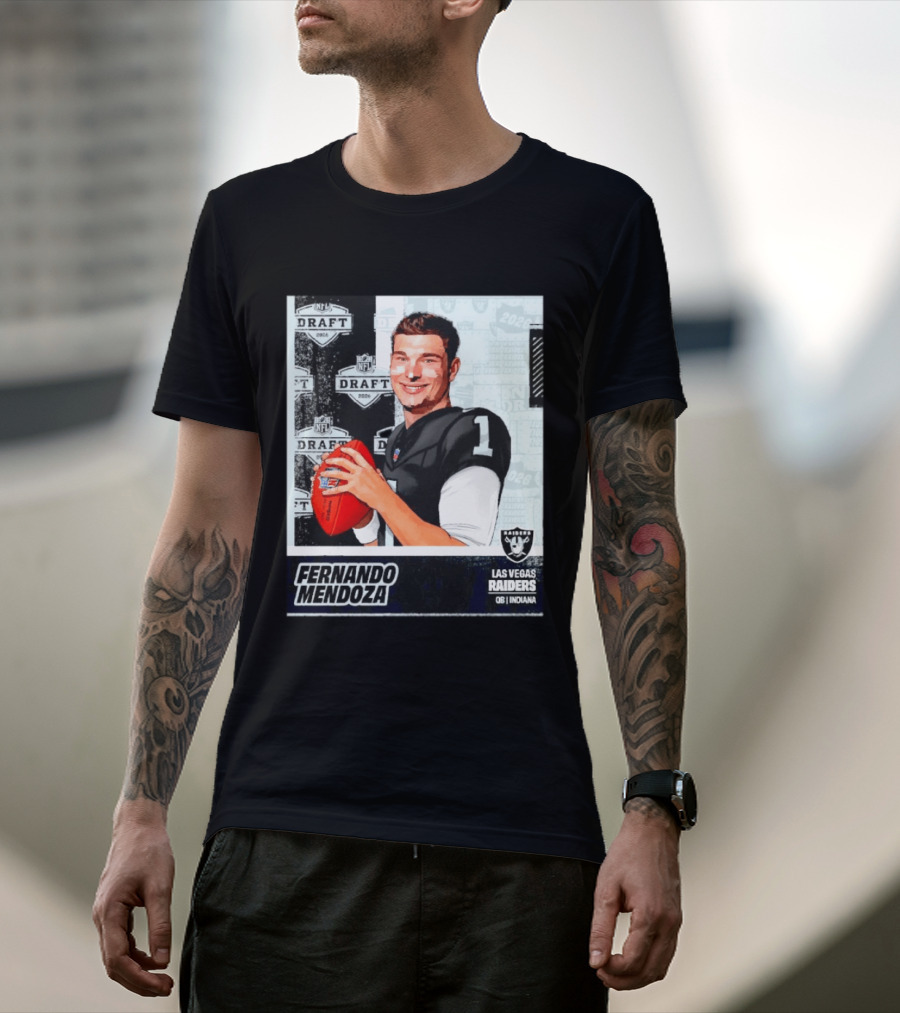 Fernando Mendoza Las Vegas Raiders 2026 Draft QB Indiana NFL T-Shirt