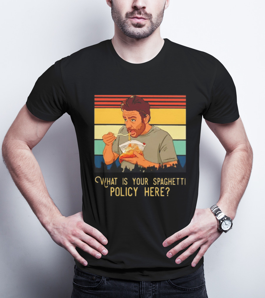 Charlie Eating Spaghetti With Retro Stripes What Is Your Spaghetti Policy Here T-Shirt