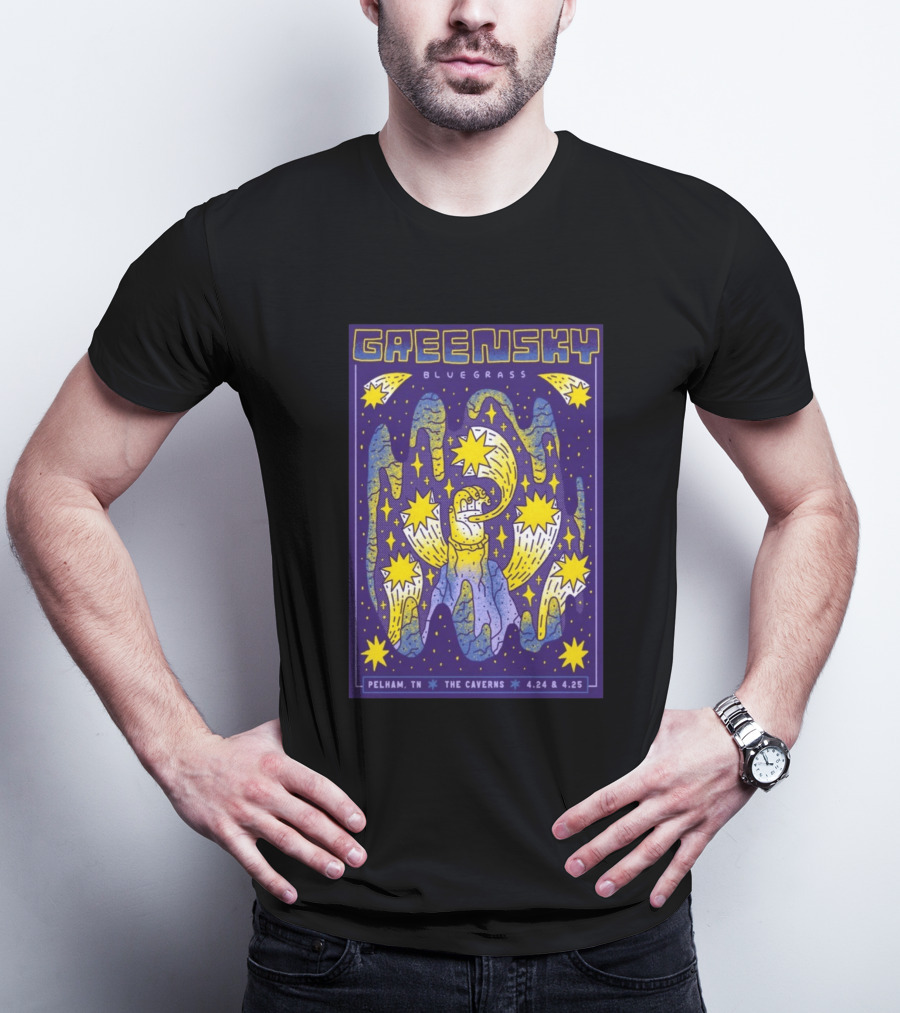 Greensky Bluegrass Pelham TN The Caverns April 24 25 2026 Cosmic Stars And Swirls T-Shirt