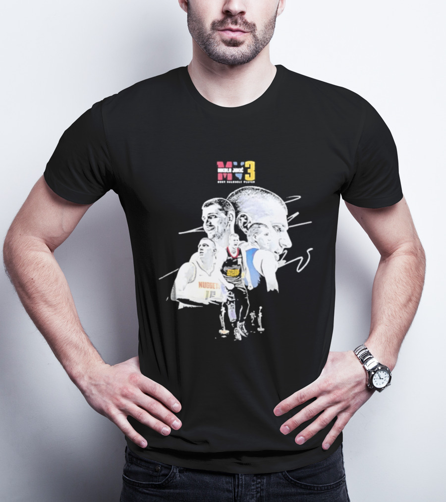 Denver Nuggets Nikola Jokic 3 MVP Basketball Art NBA 15 T-Shirt