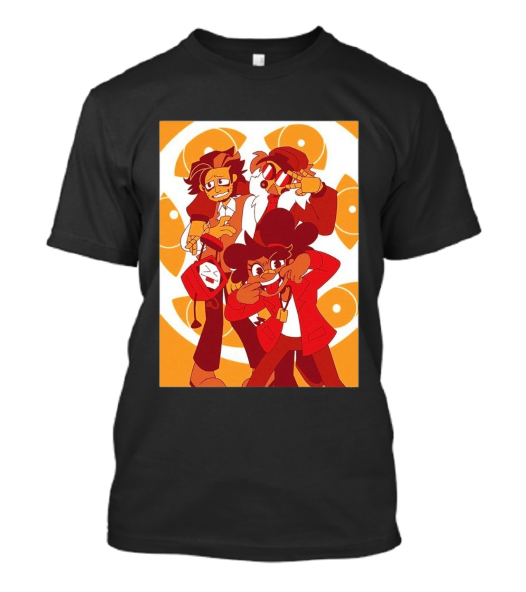 Epilogue Mural Red And White Cartoon Characters With Unique Hairstyles And Outfits T-Shirt