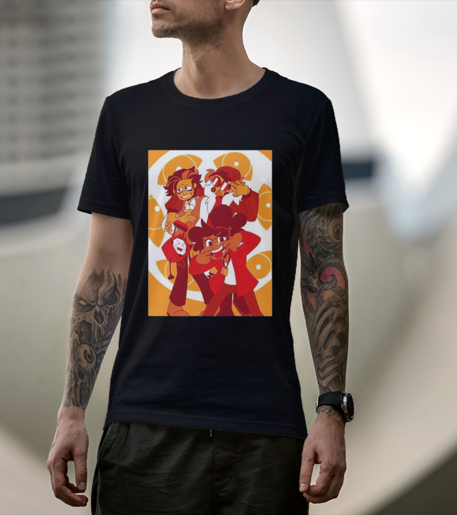 Epilogue Mural Red And White Cartoon Characters With Unique Hairstyles And Outfits T-Shirt