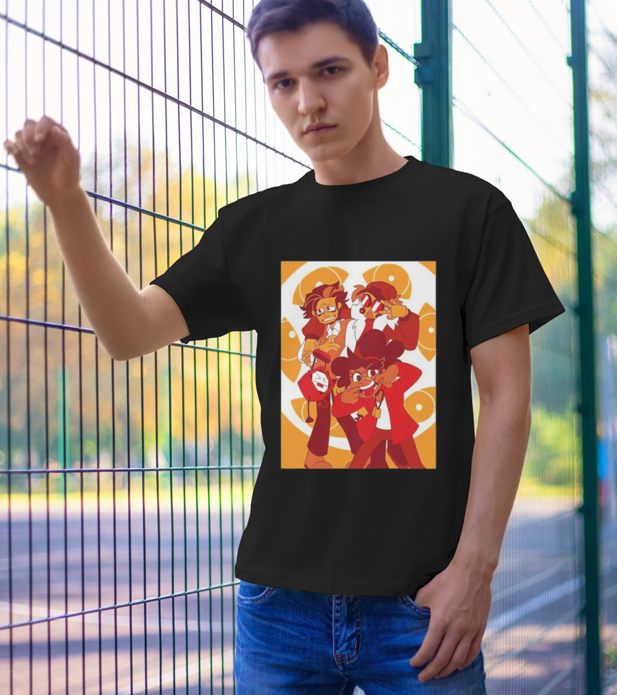Epilogue Mural Red And White Cartoon Characters With Unique Hairstyles And Outfits T-Shirt