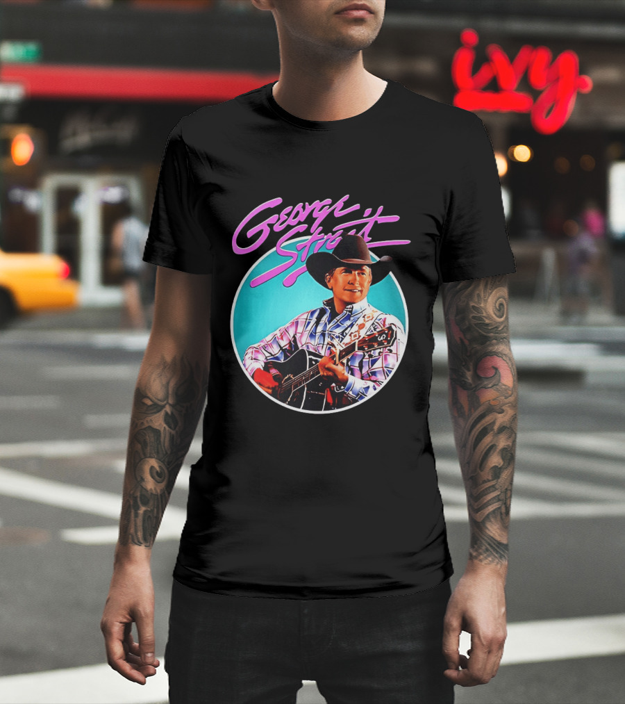 George Strait Country Music Legend Cowboy Hat And Guitar T-Shirt