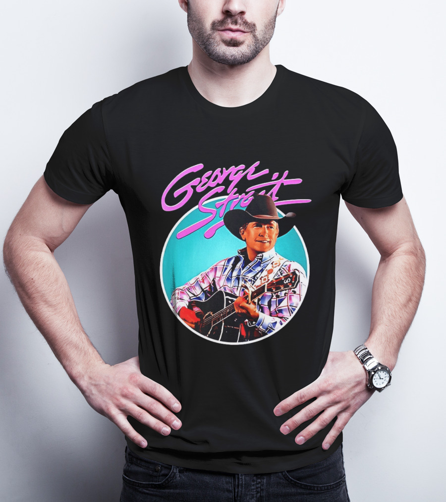 George Strait Country Music Legend Cowboy Hat And Guitar T-Shirt
