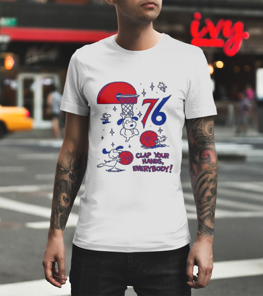 Ghost Bongo Sixers 76 Clap Your Hands Everybody Basketball Stars T-Shirt