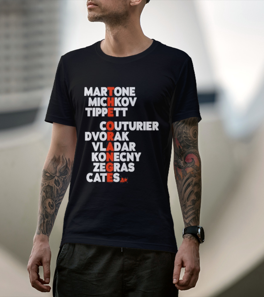 Philadelphia Hockey Martone Michkov Tippett The Orange Names Couturier Dvorak Vladar Konecny Zegras Cates T-Shirt