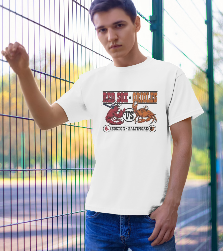 Boston Red Sox Vs Baltimore Orioles Rivalry Matchup With Lobster And Crab T-Shirt