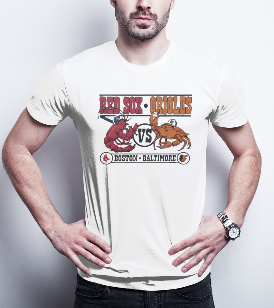 Boston Red Sox Vs Baltimore Orioles Rivalry Matchup With Lobster And Crab T-Shirt