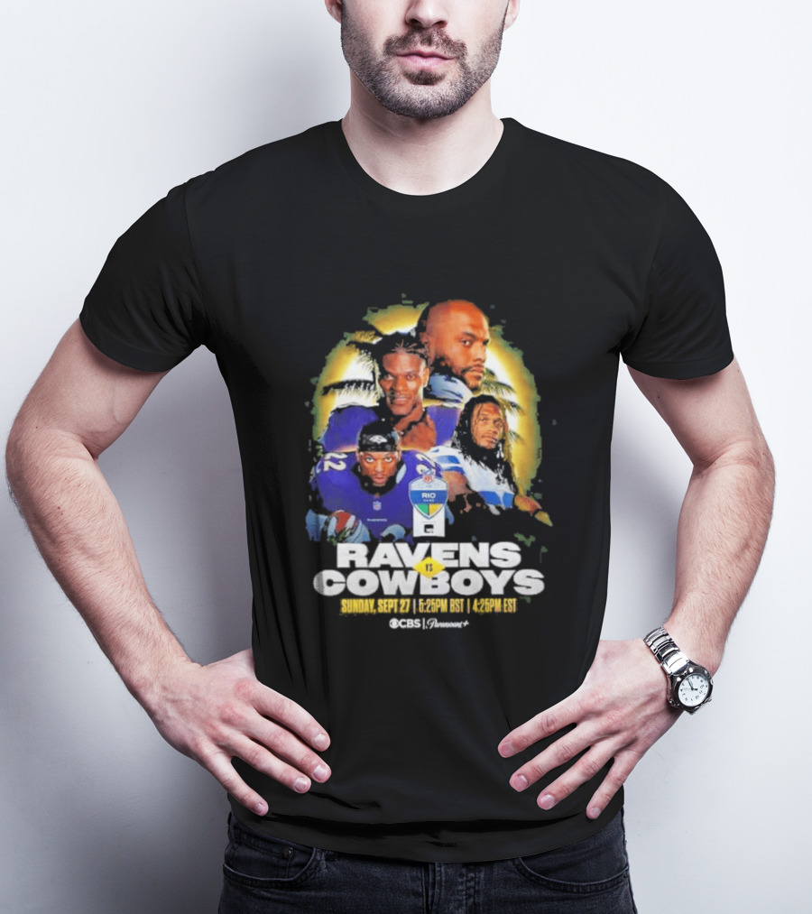 Rio Game 2026 Baltimore Ravens Vs Dallas Cowboys September 27 Matchup Sunday 1 P.M. BRT T-Shirt