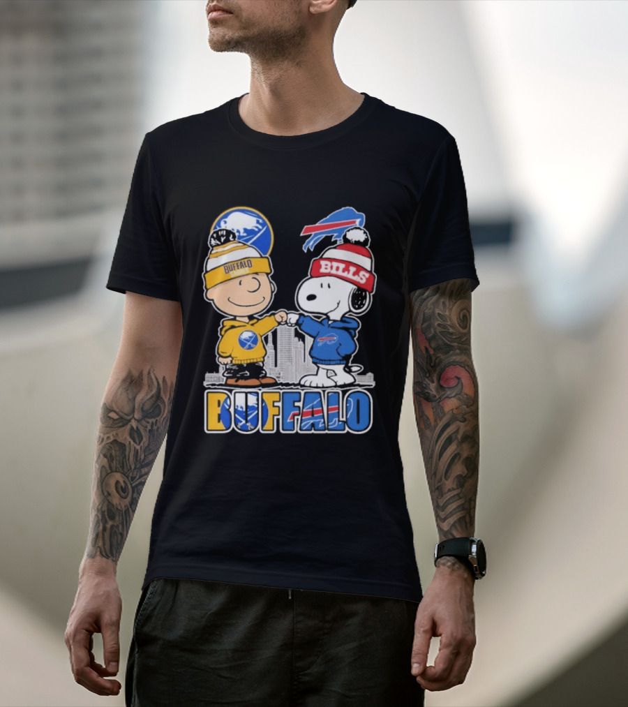 Buffalo Peanuts Fist Bump Sabres Bills Collaboration T-Shirt