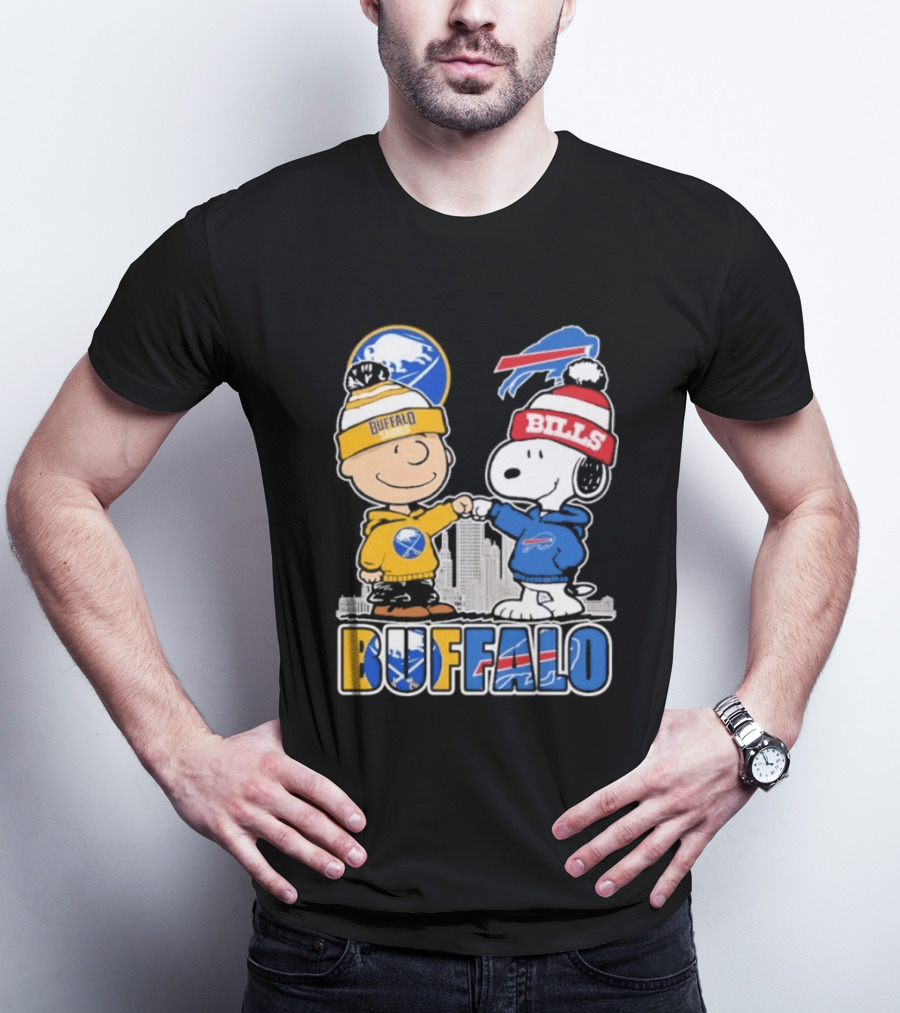 Buffalo Peanuts Fist Bump Sabres Bills Collaboration T-Shirt