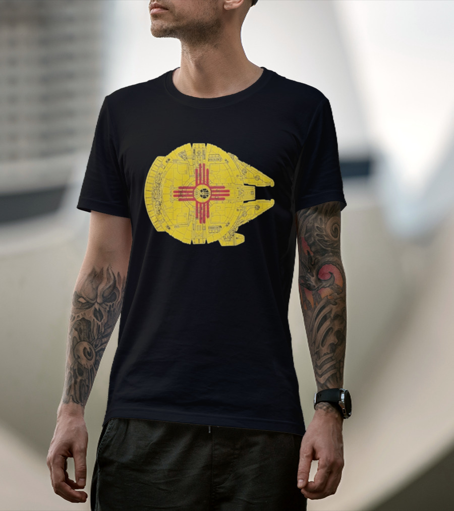 New Mexico Zia Symbol On Millennium Falcon Starship T-Shirt