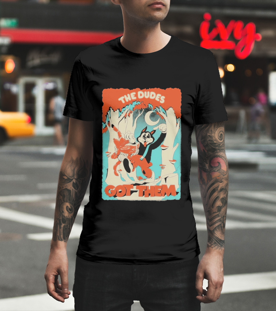 The Dudes Got Them Big Black Wolf In Forest Adventure T-Shirt