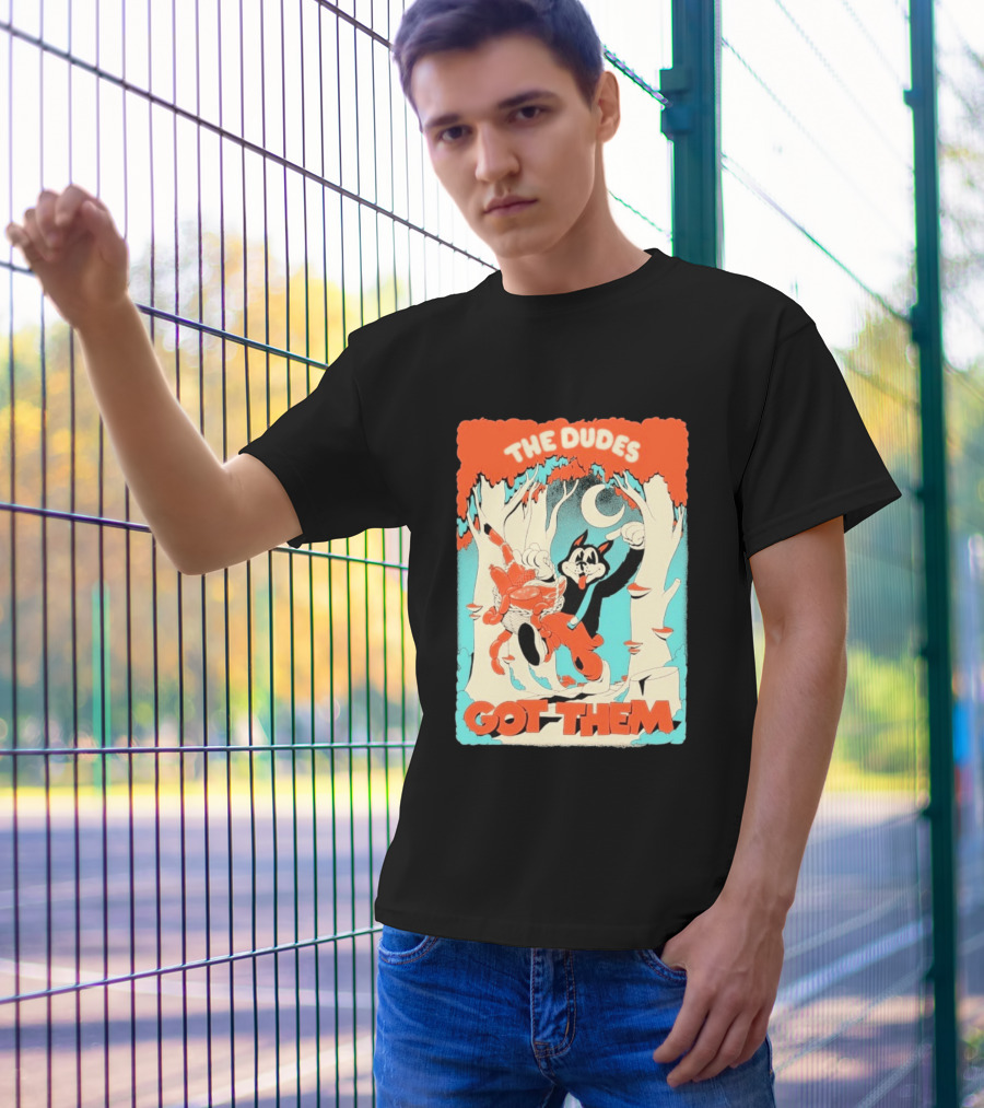 The Dudes Got Them Big Black Wolf In Forest Adventure T-Shirt