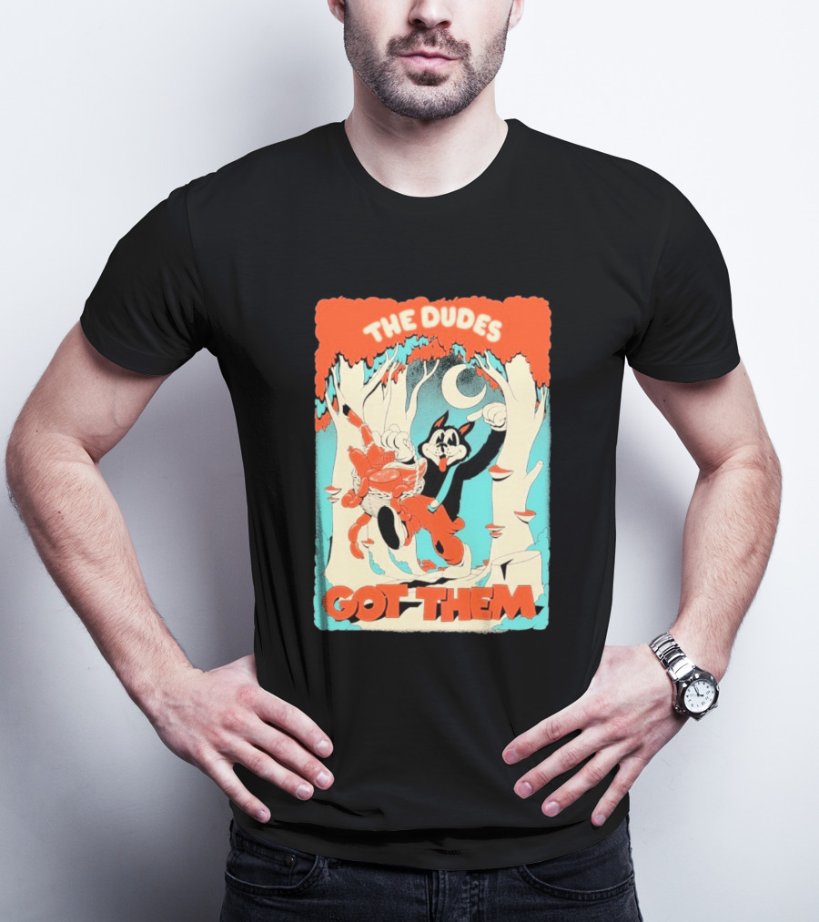The Dudes Got Them Big Black Wolf In Forest Adventure T-Shirt