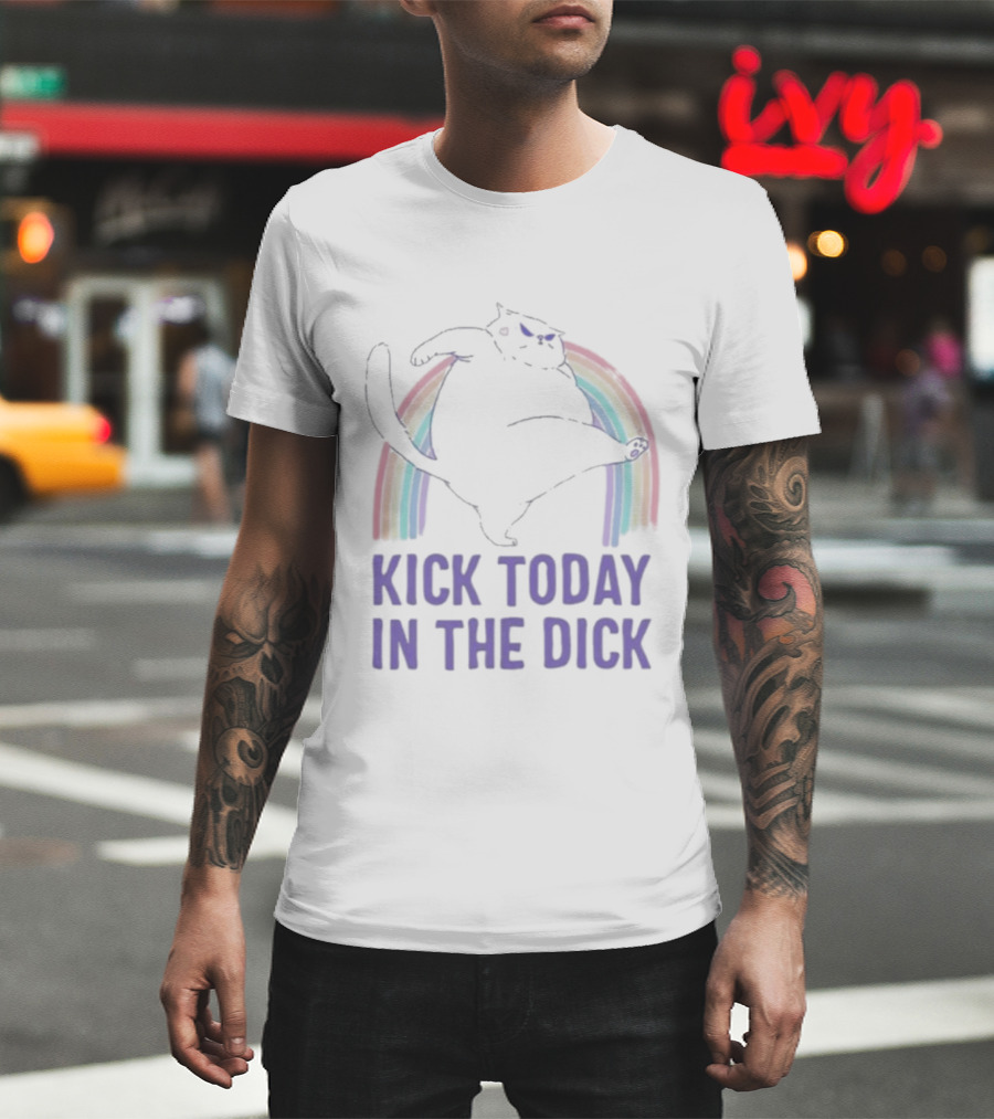 Kick Today In The Dick Rainbow Cat T-Shirt