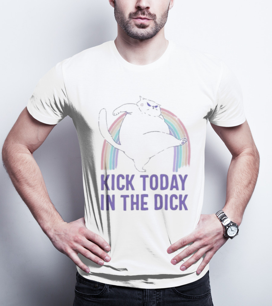 Kick Today In The Dick Rainbow Cat T-Shirt