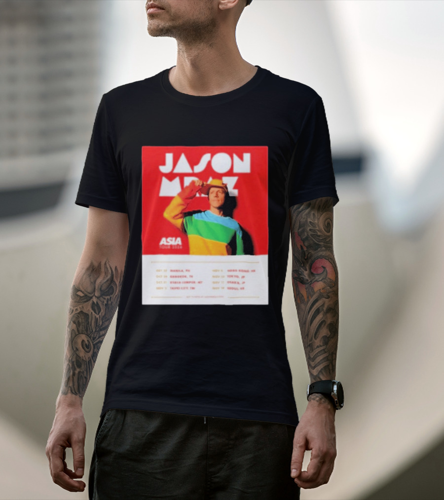 Jason Mraz Asia Tour Manila Bangkok Kuala Lumpur Taipei Hong Kong Tokyo Osaka Seoul 2026 T-Shirt