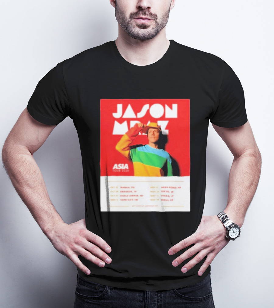 Jason Mraz Asia Tour Manila Bangkok Kuala Lumpur Taipei Hong Kong Tokyo Osaka Seoul 2026 T-Shirt