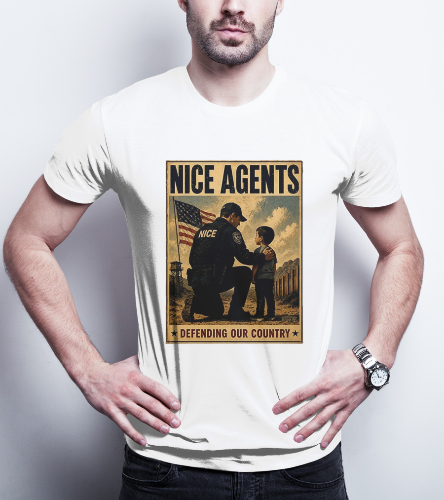 Nice Agents Defending Our Country Flag Patch Officer And Child T-Shirt