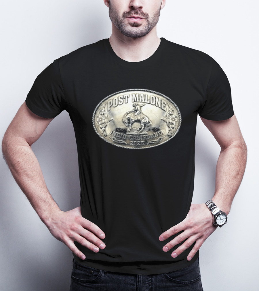 Post Malone Indio California 2026 Rodeo Belt Buckle T-Shirt