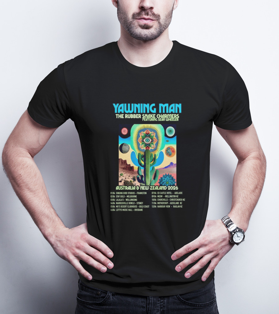 Yawning Man The Rubber Snake Charmers Featuring Sean Wheeler Australia & New Zealand 2026 Tour T-Shirt
